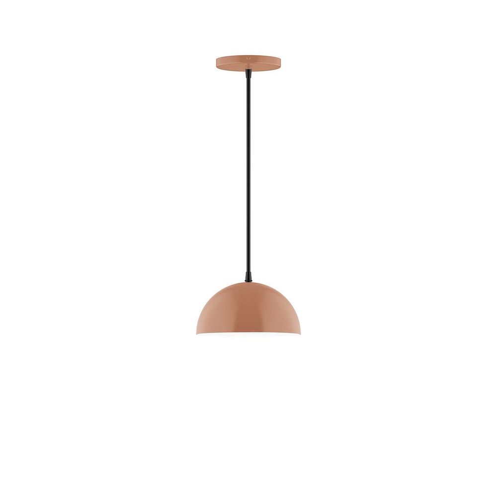 8" Arcade LED Pendant, neutral argyle fabric cord with canopy ...